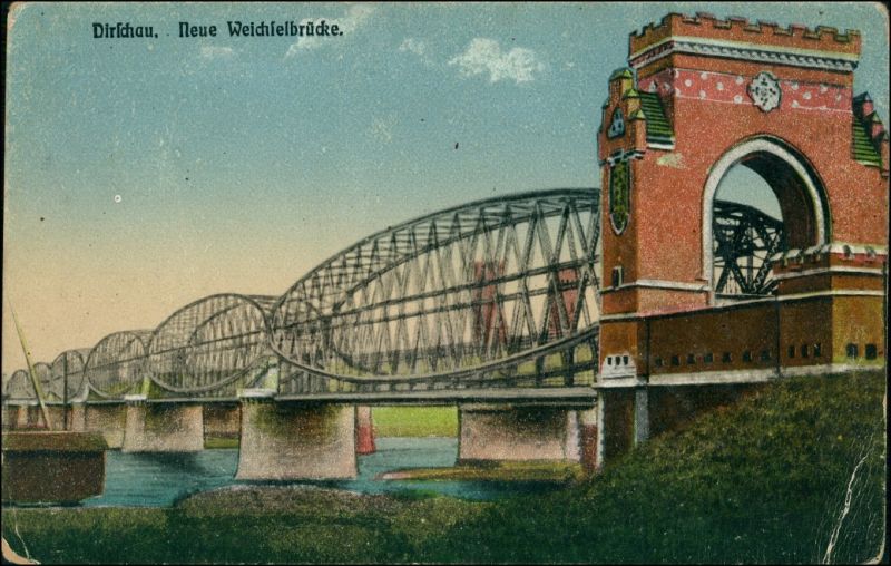 Dirschau Tczew (kaschubisch: Dërszewò) Weichselbrücke 1917 Nr. 59094 ...