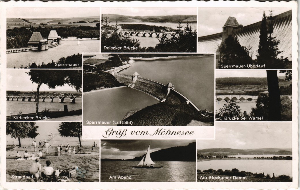 Günne MB Möhnesee Luftbild Stausee Körbecker Brücke uvm. 1960 Nr ...