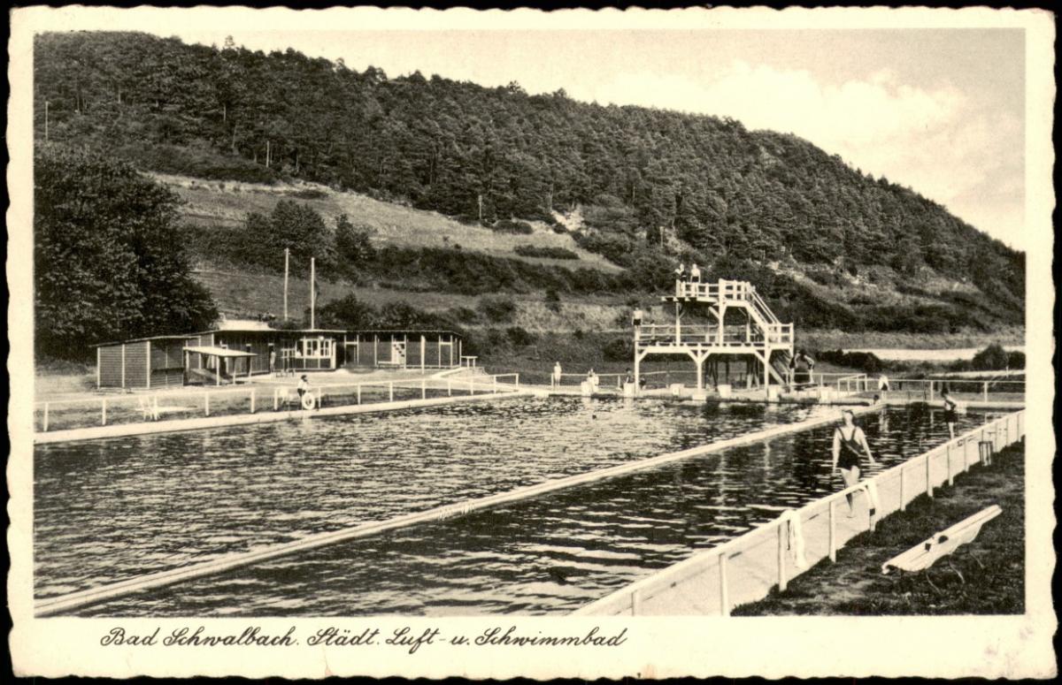 Ansichtskarte Bad Schwalbach Langenschwalbach Schwimmbad - Sprungturm ...