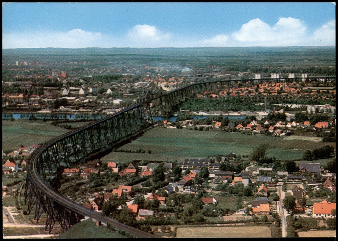 Ansichtskarte Rendsburg Luftbild mit Hochbrücke 1971 Nr. 287428 ...