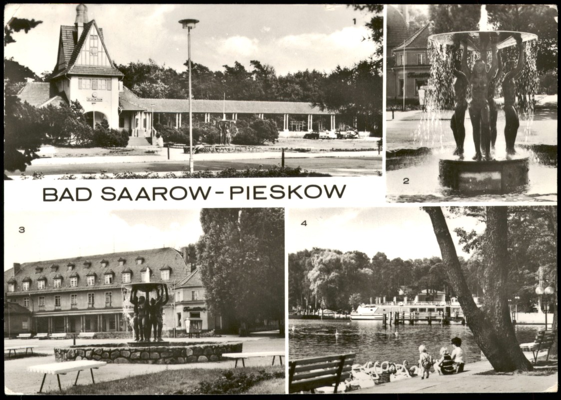 Bad Saarow DDR Mehrbildkarte mit Bahnhof, Brunnen, Ortsansichten 1985/ ...