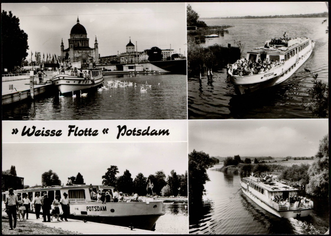 Potsdam DDR Mehrbildkarte mit Schiffen der Weisse Flotte 1975/1974 Nr ...