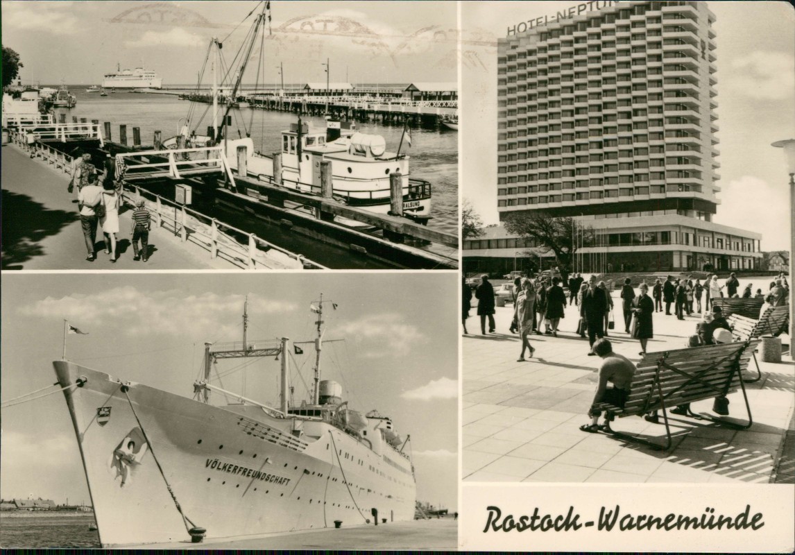 Warnemünde Rostock MB mit Hotel Neptun, DDR Schiff Völkerfreundschaft ...