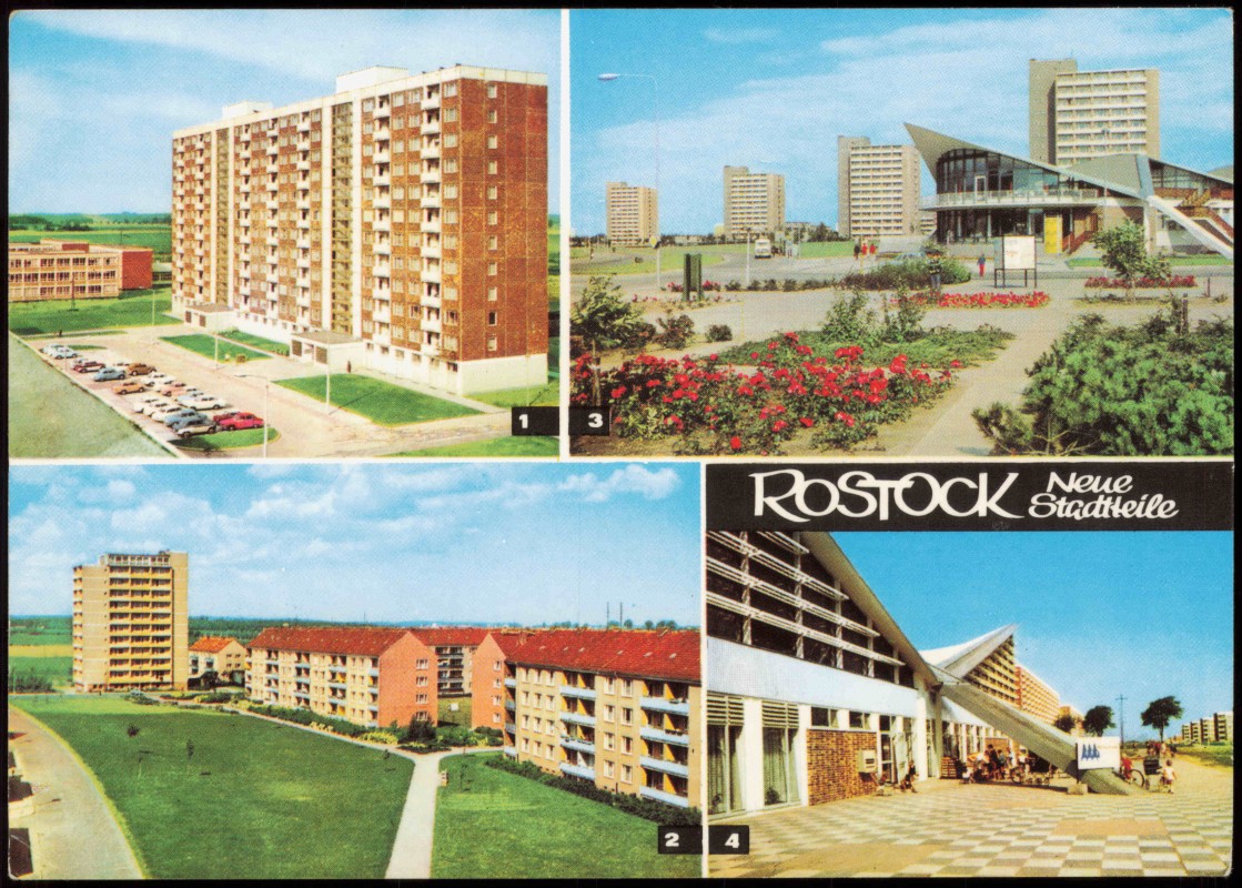 Rostock DDR Mehrbildkarte 4 Foto-Ansichten u.a. Wohnblock Neue ...